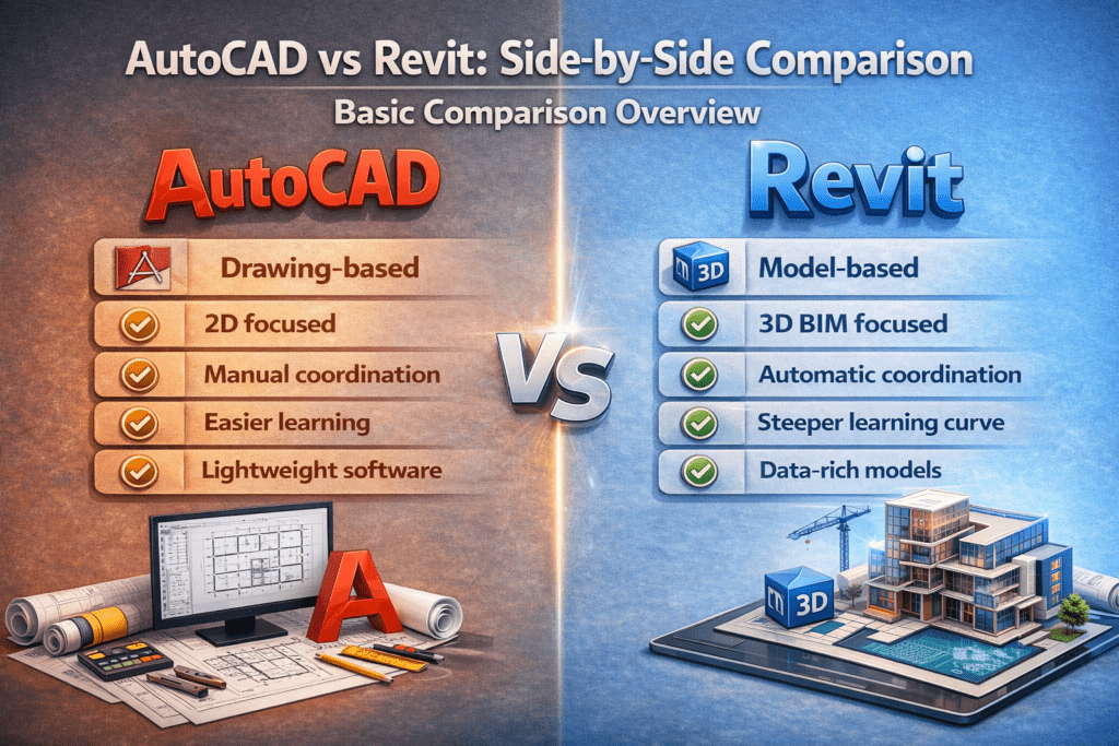 Difference Between AutoCAD and Revit for Beginners - Revit Families Hub