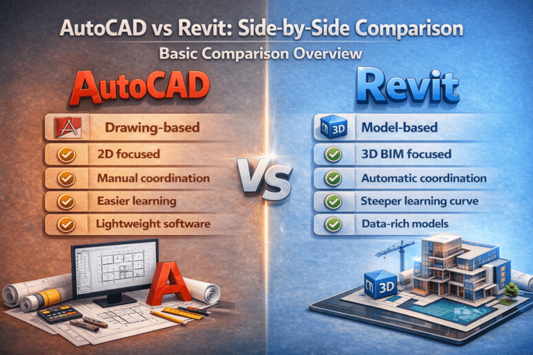 Difference Between AutoCAD and Revit for Beginners - Revit Families Hub